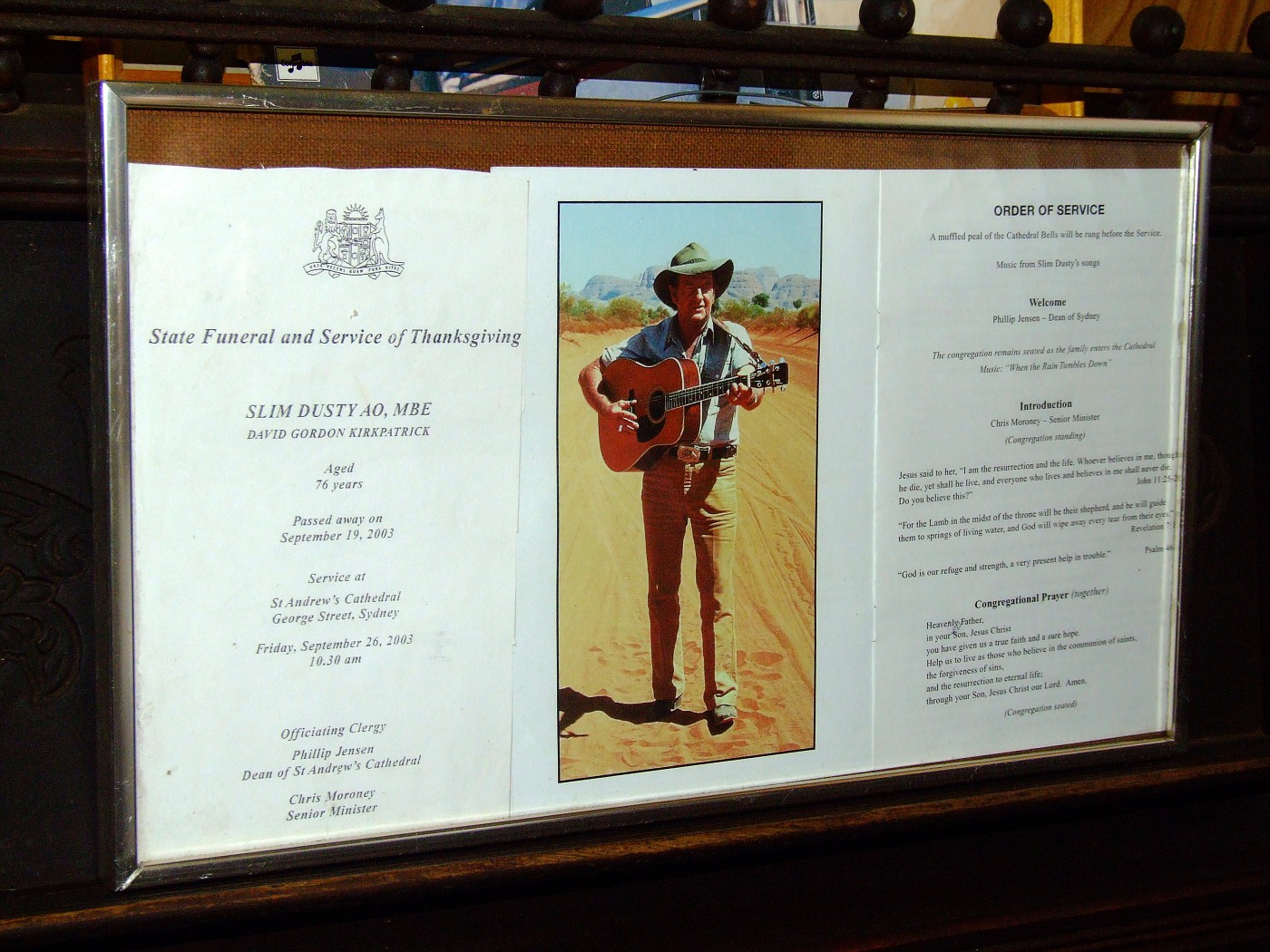 Photo: Slim Dusty Funeral Sheet | Gilgandra Rural Museum album | ooO ...