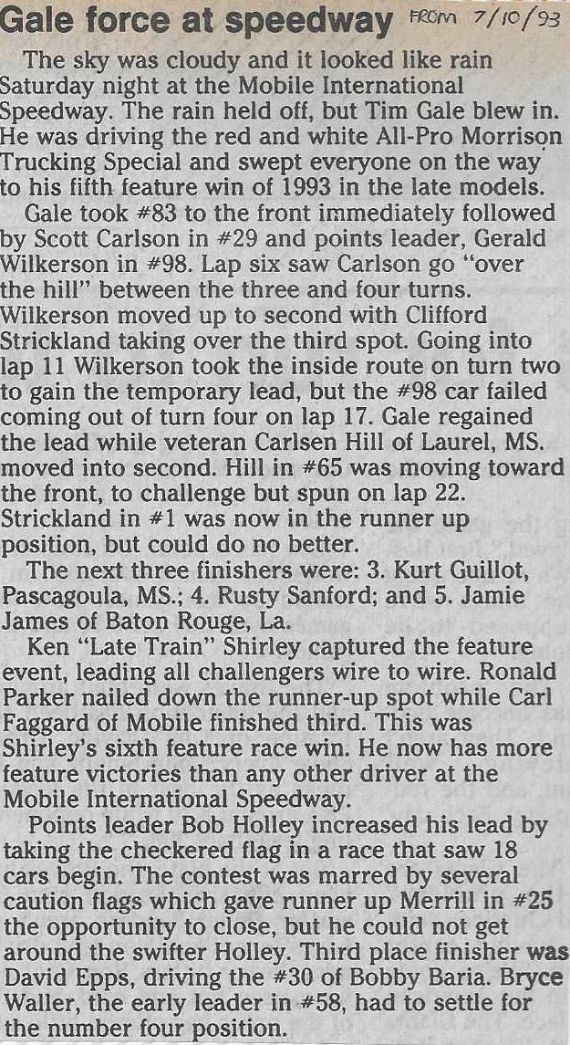 Photo: Bubba Gale mis 7-10-93 | Bobby Foster II Collection album ...