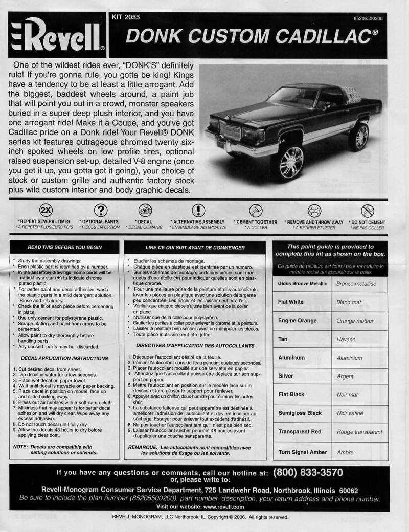 REVELL Custom Cadillac DONKS #2055 album | DRASTIC PLASTICS MODEL CAR ...