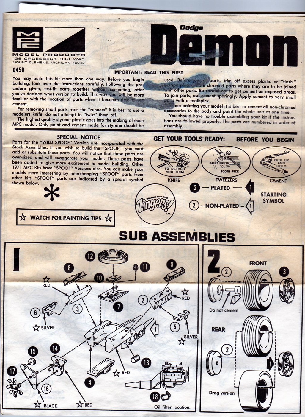 Photo: MPC Demon instruction001 | MPC '71 Dodge Demon #1-0450-225 album ...