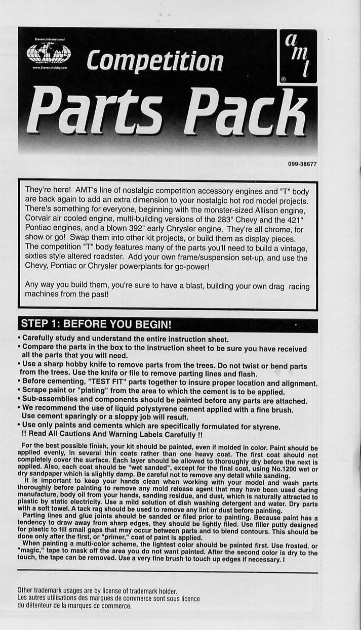 AMT Competition Parts Pack ENGINES album | DRASTIC PLASTICS MODEL CAR ...