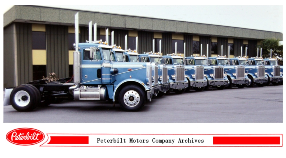 Photo: Throw back fleet of early 1980s Peterbilt model 359 single drive ...