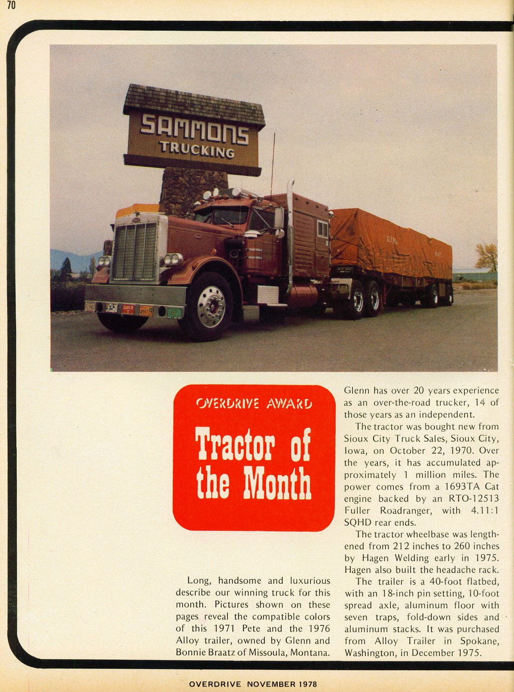 Photo: November 1978 Tractor of the Month a | 11 Overdrive Magazine ...