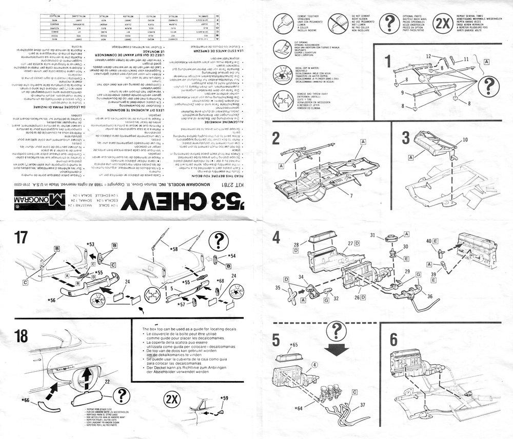 Photo: 53 CHEVY MONOGRAM Instructions front side | MONOGRAM '53 Chevy ...