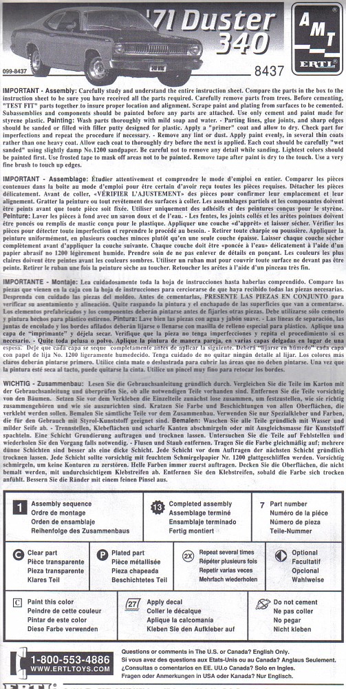 Photo: 1 | AMT '71 Duster 340 #8437 album | DRASTIC PLASTICS MODEL CAR ...