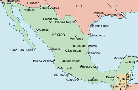 Photo: Mexico Map. Yucatan Penninsula on the right near the middle ...