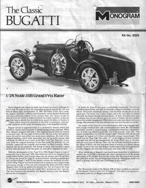 Photo: Bugatti 35B instruction1 copy | MONOGRAM 35B Grand Prix Racer ...