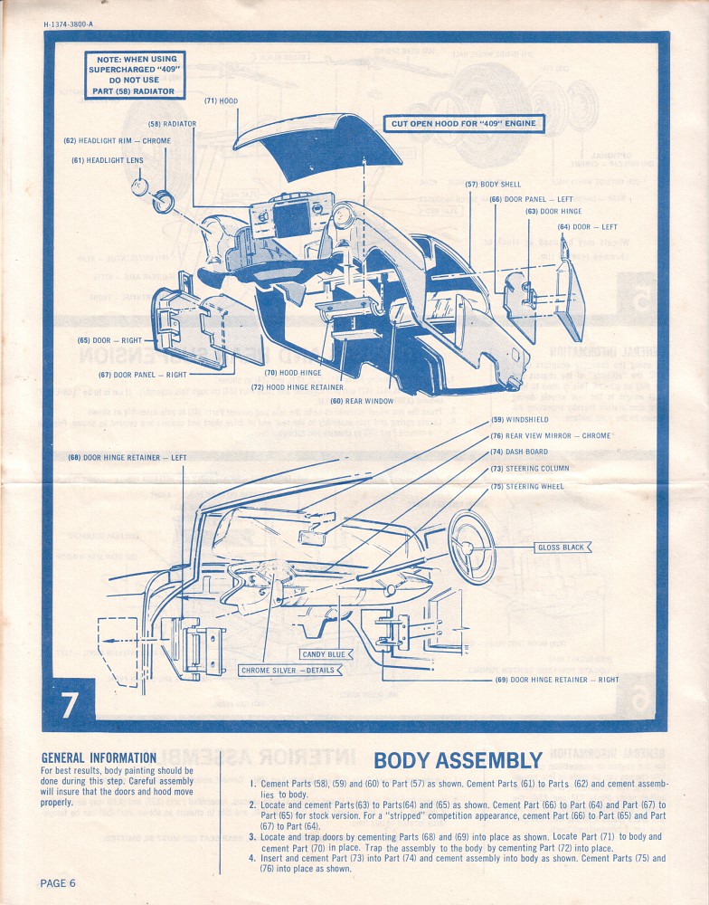Photo: 55 CHEVY REVELL Instructions page 6 | REVELL '55 Chevy #H-1374 ...