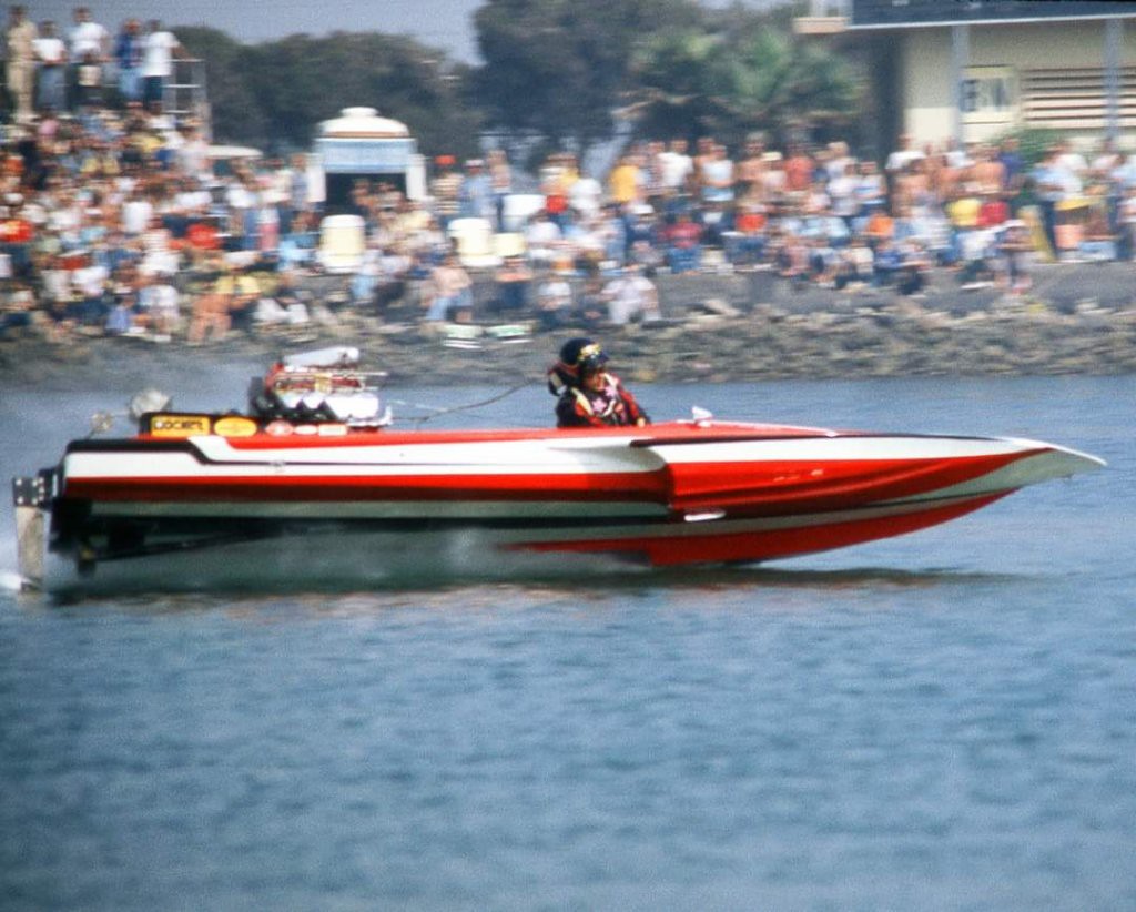 Photo: Ed Hyder, Long Beach in 1975 Blown Fuel Hydro Out of the seat on ...