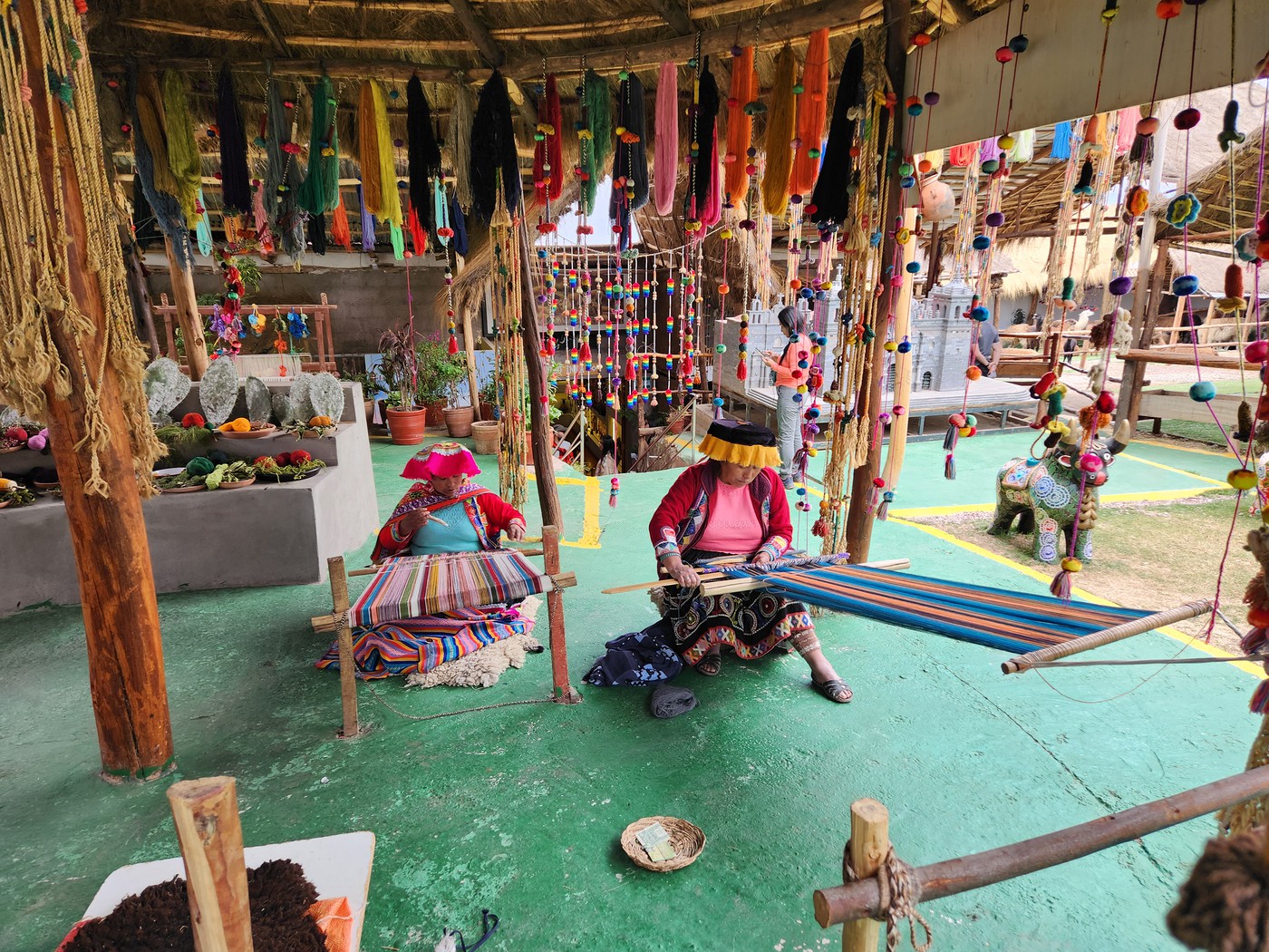 Photo: Artisan Weavers In Situ at the Textile Area of the Awana Kancha ...