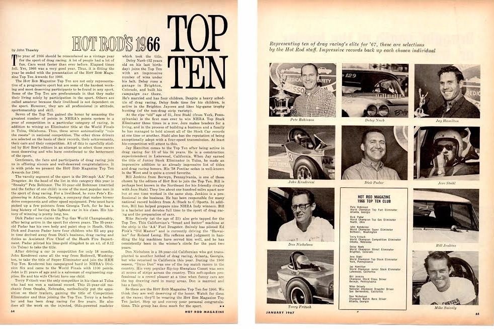 Photo: 1966 HOT ROD TOP TEN DRAG RACE DRIVERS | 1 FAMOUS & NOT SO ...