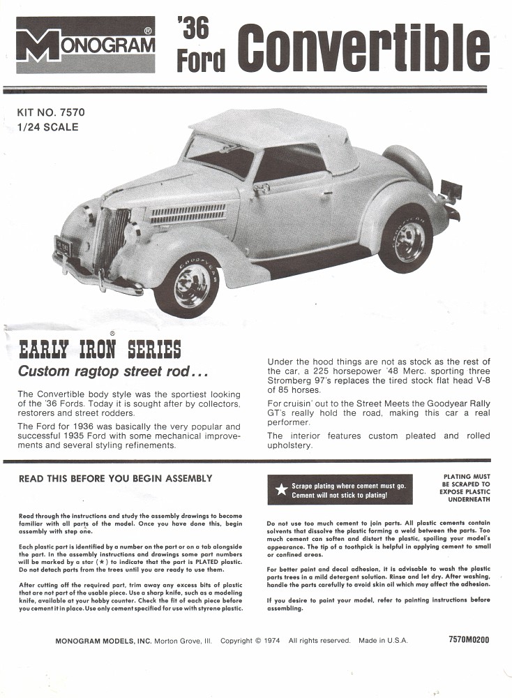 Photo: 36 Ford Convertible EARLY IRON SERIES MONOGRAM Instructions Pg ...